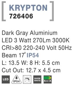Venkovní LED svítidlo Krypton 13.5 tmavě šedá