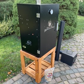 GRILLPAL kovová izolovaná udírna Grillpal Smoker 80,124 l, podstavec teak