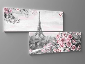 Liox Růžovošedý obraz Eiffelova věž Rozměr: 160 x 80 cm