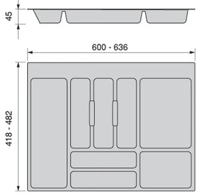 In-Design Příborník Optima 490 mm antracitový - různé šířky Šířka příborníku (mm): 400 - 436