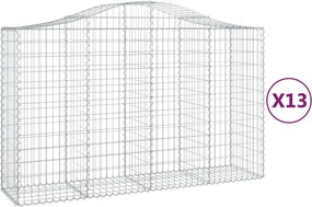 Klenuté gabionové koše 13ks 200x50x120/140cm pozinkované železo 3145672