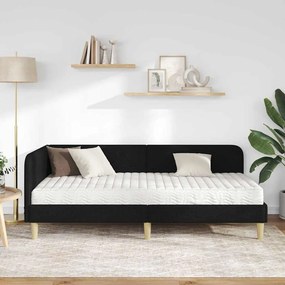 Rohový rám postele Černý 90 x 200 cm textil 3394119