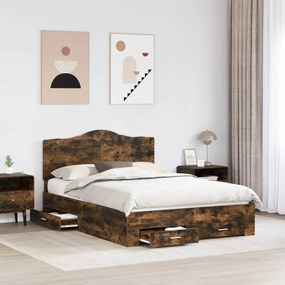 Rám postele s čelo Kouřový dub 140 x 190 cm Kompozitní dřevo 3413607