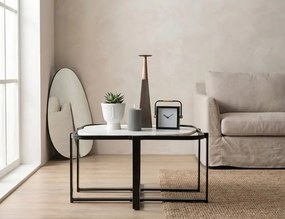 Designové černé hranaté stolní hodiny s kovovým madlem - 19*5*19 cm / 1*AA