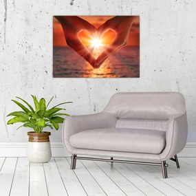 Skleněný obraz - Slunce v srdci (70x50 cm)