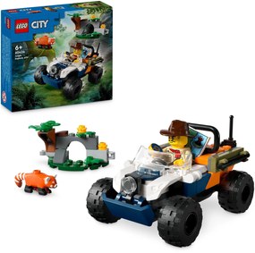 Lego stavebnice lego city 60424 čtyřkolka na průzkum džungle – mise panda červená