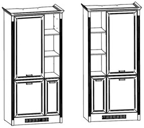 Kuchyňská skříň pro vestavnou lednici Jasmin, antracit/dub
