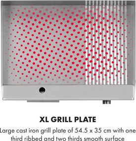 Klarstein Grillmeile 3000GR, elektrický gril, 3000 W, 54,5 x 35 cm, hladký/žebrovaný