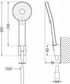 Mexen Zero R40 vanová baterie se sprchovým setem, černá, 7113R40-70