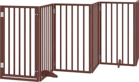 Zábrana pro psy s dvířky skládací 15 panelů hnědá 750 cm topol 3155552