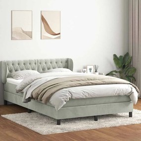 Box spring postel s matrací světle šedá 160x210 cm samet 3317781