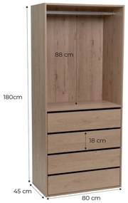 Otevřená modulární skříň v dekoru dubu v přírodní barvě 80x180x45 cm Modular – Casa Selección
