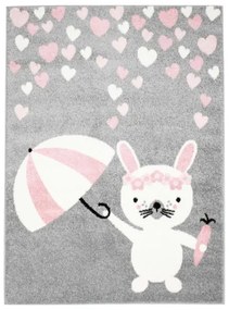C.city Dětský koberec králíček s deštníkem šedá různé velikosti Rozměr: 140x200cm