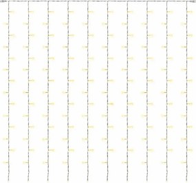 Hobby Line LED světelný závěs do okna, 200 × 200 cm, teple bílá, 200 diod, čirý kabel, IP20 do interiéru, prodlužovací