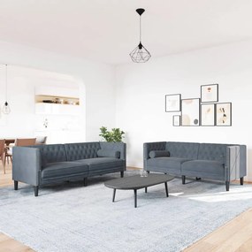 2dílná sedačka Chesterfield s podhlavníky tmavě šedá samet 3209292