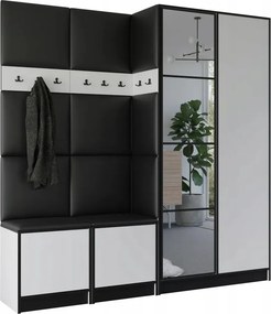 Šatní skříň EDEN 21 bílý + ekokůže černý Vzor 1