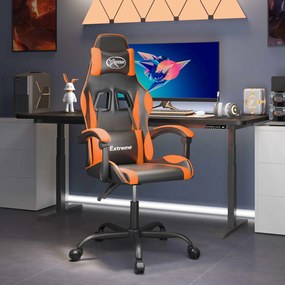 Otočná herní židle černá a oranžová umělá kůže,  349573