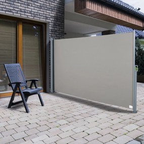 Zatahovací boční markýza Outsunny 300 x 160 cm, venkovní hliníkový větrník, ochrana proti slunci, roztažitelná clona na balkon, do zahrady a na terasu