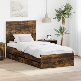 Rám postele s čelo Kouřový dub 90 x 190 cm Inženýrské dřevo 3411163