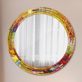 Kulaté zrcadlo s dekorem Barevné okno vitráže fi 70 cm