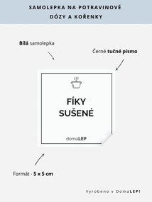 FÍKY SUŠENÉ – bílá samolepka na dózu, tučné písmo, 5 x 5 cm | DomaLEP