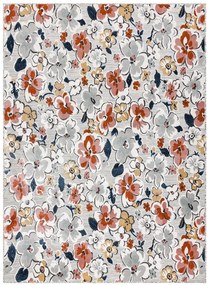 Dywany Łuszczów, Kusový koberec Botanic 65239 flowers grey – na ven i na doma, 157x220, vícebarevná, chodba / předsíň