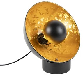 Industriální stolní lampa černá se zlatým vnitřkem - Magna Eglip