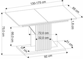 Jídelní stůl Bordas, dub wotan / černá
