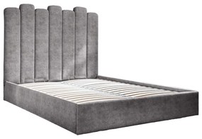 Šedá čalouněná dvoulůžková postel s úložným prostorem s roštem 160x200 cm Dreamy Aurora – Miuform