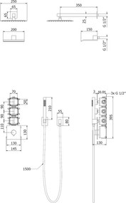 Mexen Boka, sprchová souprava pod omítku, černá matná, 7603-03-70