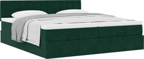 Osmanský rám postele s matrací tmavě zelená 200x200cm samet 3312119