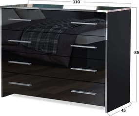 Komoda 4šx Lesklá Černá Enni