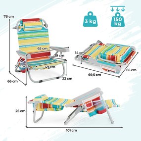 Costway Skládací plážové křeslo s nastavitelným opěradlem Lehké