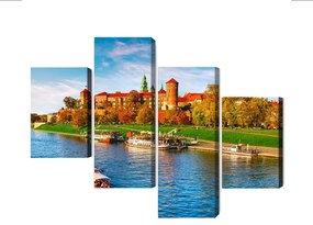 Vícedílný obraz Hrad Wawel V Krakově, Panoramatický Výhled Nedostatek Nedostatek Přírodní plátno 160x100