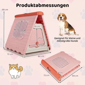 Costway Venkovní psí bouda s odvětrávacími okny skládací plastová Dog House Dog