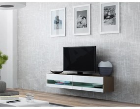 TV stolek Zigo New 140, Osvětlení: osvětlení LED - bílé, Barva: bílá / bílá lesk