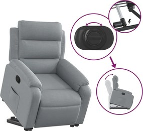 Zvedací polohovací křeslo světle šedé textil 3204980