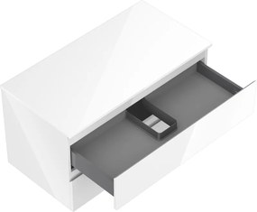 Mexen Orio, koupelnová skříňka 90 cm s horní částí, 2 zásuvky, bílá lesklá, 91A10-09047-2-BFFC00