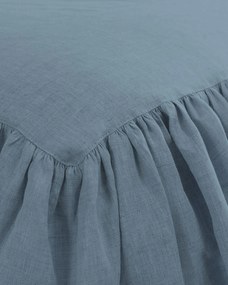 Přehoz Linen Frilly 160 x 210 cm šedomodrý