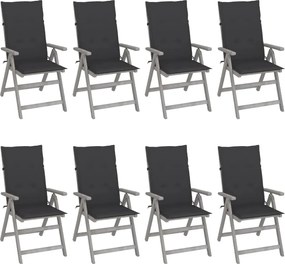 vidaXL Zahradní polohovací židle s poduškami 8 ks akáciové dřevo [3075141] Barva: antracitová