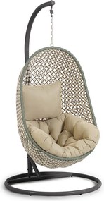 Zelené/v přírodní barvě polstrované závěsné zahradní křeslo Cira – Kave Home