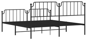 Kovový rám postele s hlavovým a nožním čelem černý 180 x 200 cm - Default Title