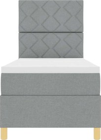 Postel s boxspringem s čelo Světle šedá 80 x 200 cm textil 3339651