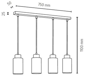 Spot-Light 1720474 - Lustr na lanku BOSCO 4xE27/60W/230V