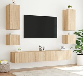 vidaXL Nástěnná TV skříňka s LED osvětlením 100x35x41 cm [837325] Barva: dub sonoma