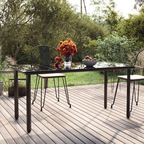 vidaXL Zahradní jídelní stůl černý 160x80x74 cm ocel a tvrzené sklo [319283]