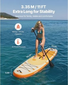 Nafukovací paddleboard, 3,35 m × 84 cm × 15 cm široký VEVOR