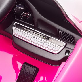 AIYAPLAY elektrické policejní auto pro děti s dálkovým ovládáním, dvojitý motor, siréna, pomocná kolečka, hudba a světla, růžová