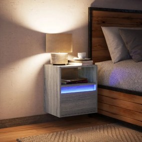 Nástěnný noční stolek s LED osvětlením šedý sonoma 3307985