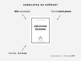 GRILOVANÁ ZELENINA - Samolepka na kořenky 3 x 4 cm - DomaLEP varianta: BÍLÁ - tučné písmo